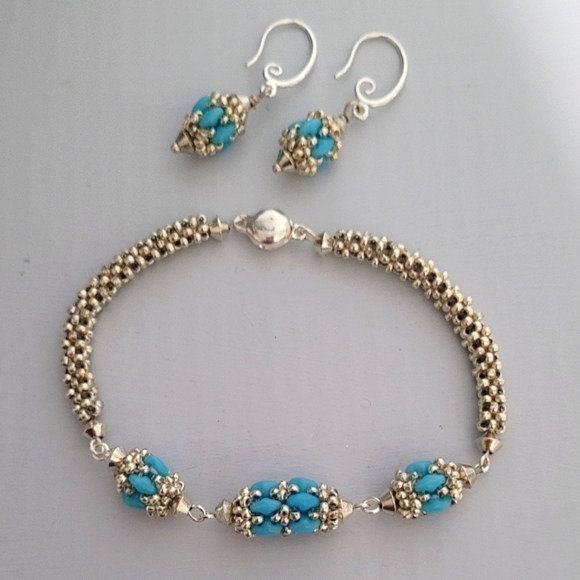 Handmade | Jewelry | Handmade Beaded Earrings And Bracelet Set | Poshmark